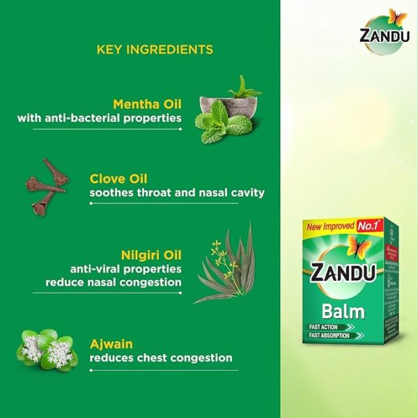 Zandu Balm, 25ml x 3, Ayurvedic relief for pain.